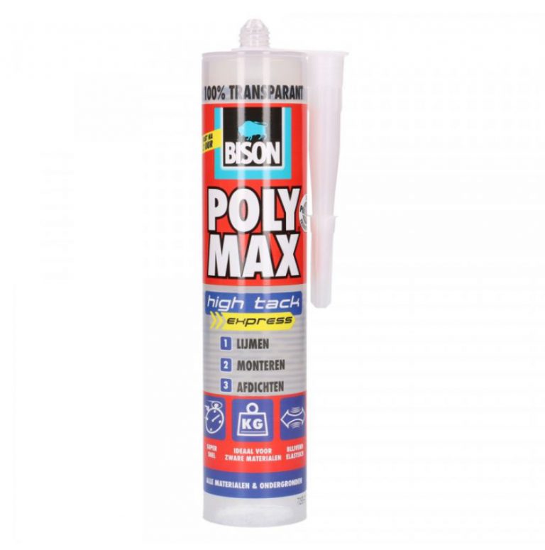 Bison Poly Max High Tack Express transparant 300 gram - Lijmwebshop.nl